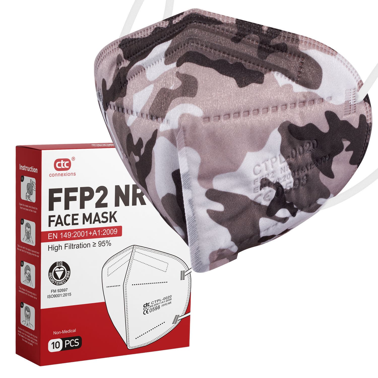 Защитная маска FFP2 - Camouflage - Connexions Technology - нетканая